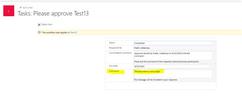 How To Fetch The Comments Of Associated Workflow With The Documentfile
