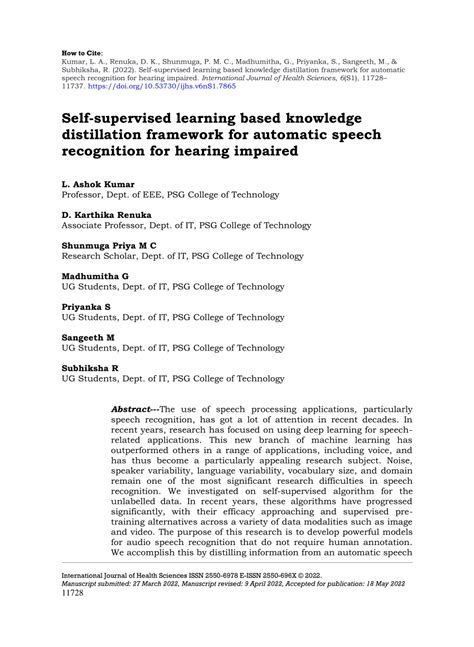 Pdf Self Supervised Learning Based Knowledge Distillation Framework