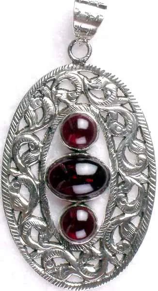 Garnet Jaali Pendant Exotic India Art