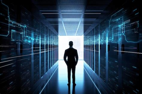 Premium Photo Data Center And Computer Servers With Information Background Generative Ai Image