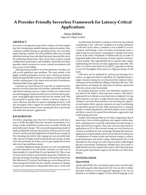 a provider friendly serverless framework for latency critical