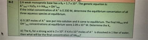 Solved I A Weak Monoprotic Base Has A Kb17×10−5 The