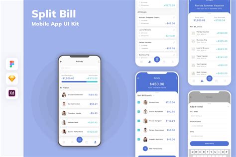 Split Bill Mobile App Ui Kit Ui Kits And Libraries ~ Creative Market