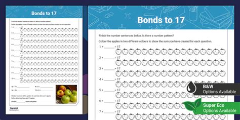 Reinforcing Number Bonds To 17 Activity Sheet