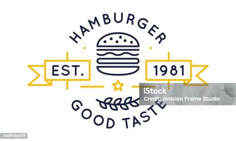 햄버거 로고 아이콘 관련 스테이크 하우스 및 레스토랑을 위해 설계된 줄 지어있는 햄버거 아이콘 벡터 일러스트 레이 션 건강에 좋지 않은 음식에 대한 스톡 벡터 아트 및 기타