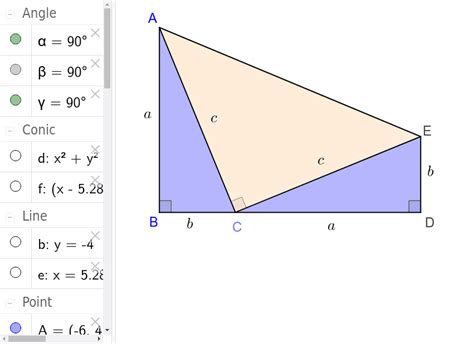President S Proof Of Pythagoras Theorem GeoGebra