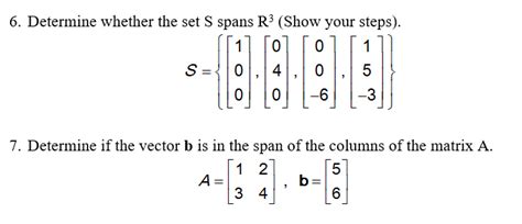 Solved Exercise Linear Combination Spanning Set Write Chegg Com