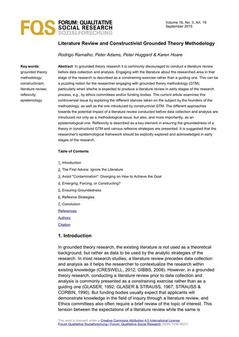 Pdf Literature Review And Constructivist Grounded Theory Methodology