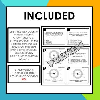 Atomic Structure Task Cards By Kelly Boswell TPT