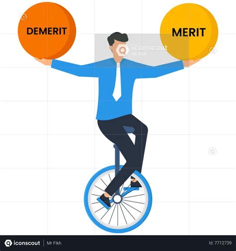 Best Businessman Balance On Cycle With Merit And Demerit Illustration Download In Png And Vector