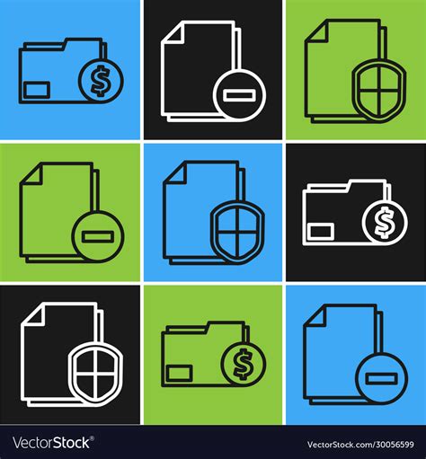 Set Line Finance Document Folder Document Vector Image