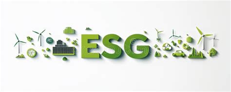 Esg Logo Design With Sustainable And Renewable Energy Icons Stock Image