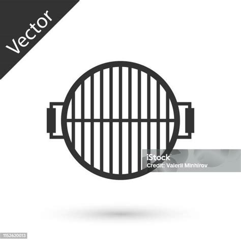 회색 바베 큐 그릴 아이콘 흰색 배경에 고립입니다 바베 큐 그릴의 평면도 철강 그리드 벡터 일러스트 고기에 대한 스톡 벡터 아트 및 기타 이미지 Istock