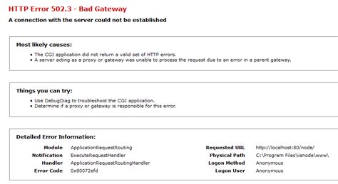 Nodejs Iisnode Issues Running Samples Scripts Stack Overflow