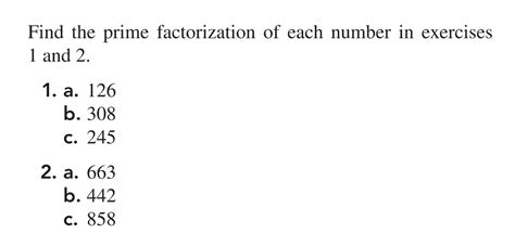 Solved Find The Prime Factorization Of Each Number In