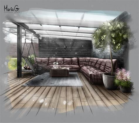 Летняя терраса Интерьер Терраса Графические планшеты