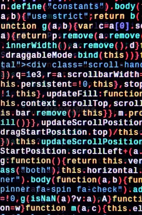 Javascript Code In Text Editor Coding Cyberspace Concept Screen Of Web Developing Code Stock