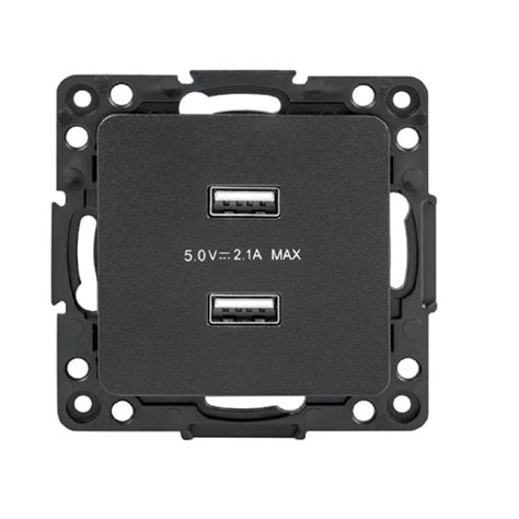 Розетка Стокгольм USB 1СП USB A+A 5В 2,1А механизм черный - купить с ...