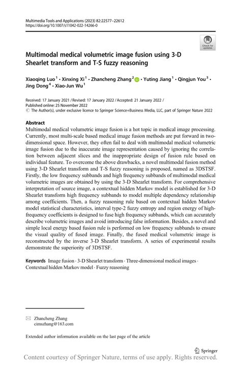 Multimodal Medical Volumetric Image Fusion Using 3 D Shearlet Transform And T S Fuzzy Reasoning