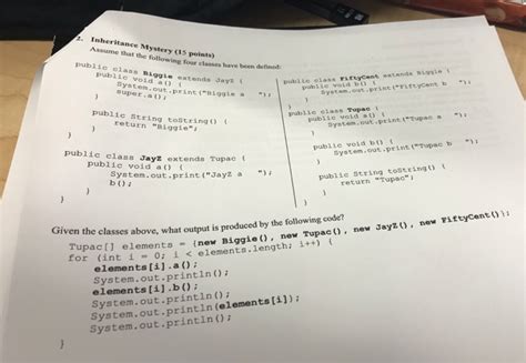 Solved Inheritance Mystery 15 Points Assume That The