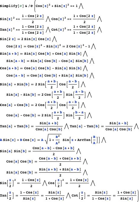 Trigonometric Formulas Differentiation