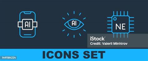 Imposta La Linea Cpu Del Processore Lintelligenza Artificiale Ai E Licona Vettore Immagini