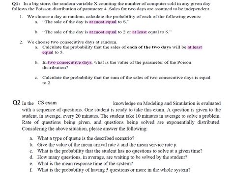 Solved Q1 In A Big Store The Random Variable X Counting