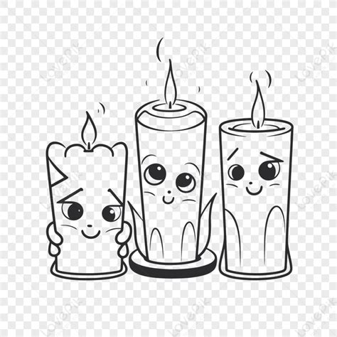 그림 개요 스케치 드로잉을 구성하는 세 개의 작은 양초 벡터만화미술 Png 일러스트 무료 다운로드 Lovepik