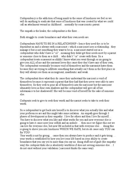 Codependency Pdf Narcissism Interpersonal Relationships