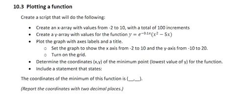 103 Plotting A Function Create A Script That Will Do The Following