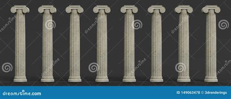 3d render of ionic columns stock illustration illustration of antique