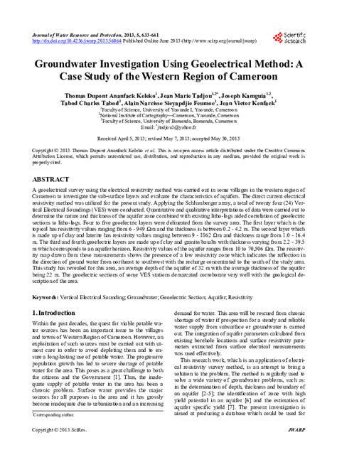 Pdf Groundwater Investigation Using Geoelectrical Method A Case