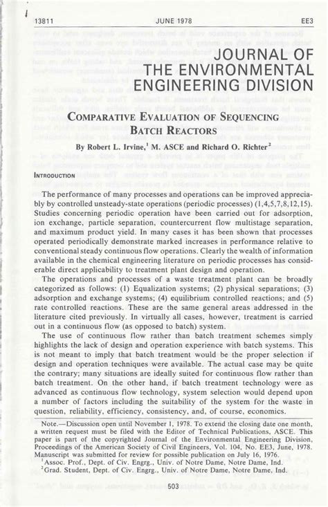 Pdf Comparative Evaluation Of Sequencing Batch Reactors