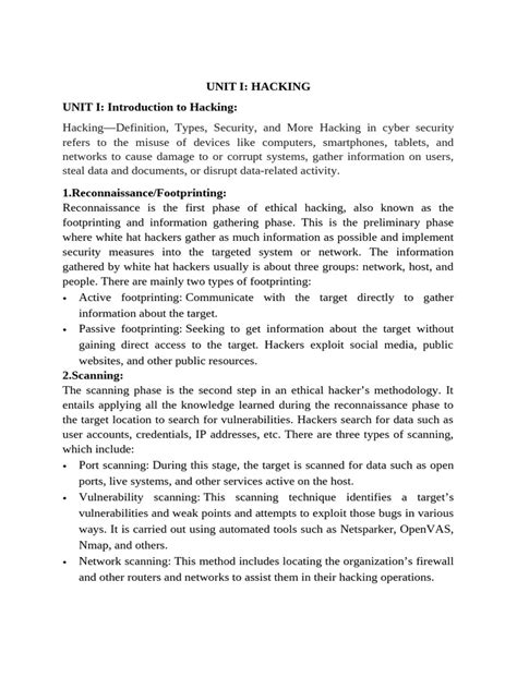 Unit 1 Ethical Hacking Final Pdf Virtualization Computer Network