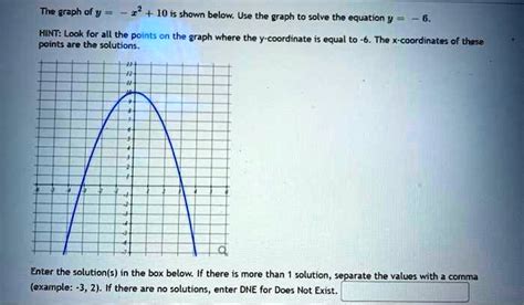 SOLVED Tha Graph Of Y 10 Is Shown Below Use The Eraph To Solve The Equation V HINT Look For