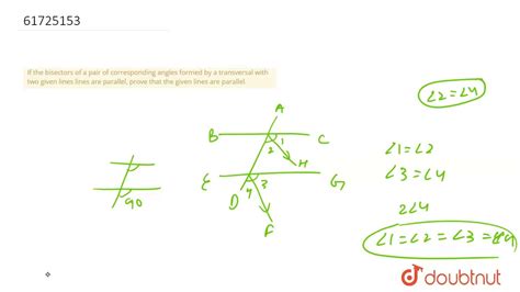 if the bisectors of a pair of corresponding angles formed by a