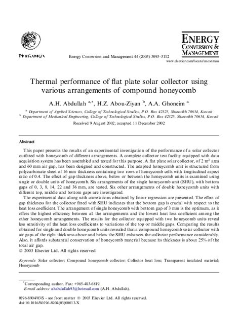 Pdf Thermal Performance Of Flat Plate Solar Collectors Manufactured In India