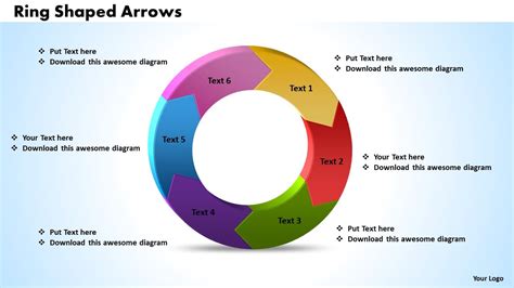 Ppt Power Point Org Chart Shaped Curved Arrows PowerPoint 2010 6 Parts Templates PowerPoint
