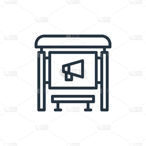 公交车站矢量图标。公交站可编辑的笔触。公交车站线性符号，用于web和移动应用程序，标志，印刷媒体。细