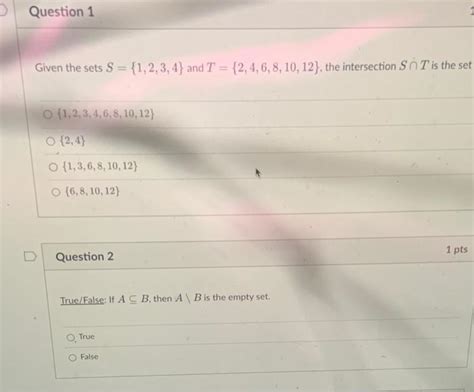 Solved Given The Sets S And T The Chegg Com