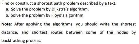 Solved Find Or Construct A Shortest Path Problem Described