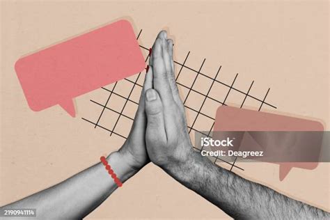 크리 에이 티브 콜라주 그림 손 신체 조각 손뼉 몸짓 비언어적 하이 파이브 협력 팀워크 텍스트 상자 체크 무늬 배경 0명에 대한 스톡 사진 및 기타 이미지 Istock