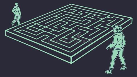 Maze Labyrinth With Person Puzzle Game Challenge Solution Vector Design Generative Ai Stock
