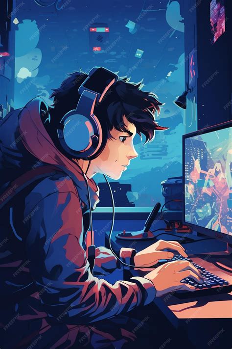 게이머 그림 프리미엄 벡터