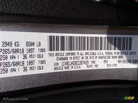 2014 Durango Color Code Psc For Billet Silver Metallic Photo 85501175