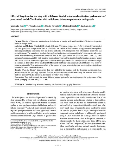 Effect Of Deep Transfer Learning With A Different Kind Of Lesion On