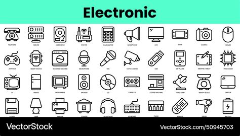 Set of electronic icons linear style icon bundle Vector Image
