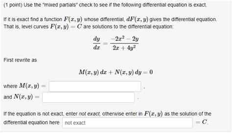 solved point use the mixed partials check to see if the following