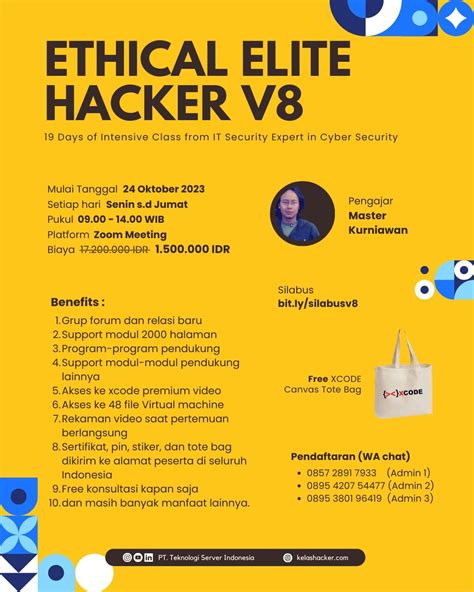 Master Kurniawan On Linkedin X Code Platinum Training Ethical Elite Hacker V8 Untuk Kelas