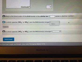 Answered CWhat Is The Bond Order Of The N O Bonds In The Nitrite Ion ChenBoods DIn Which